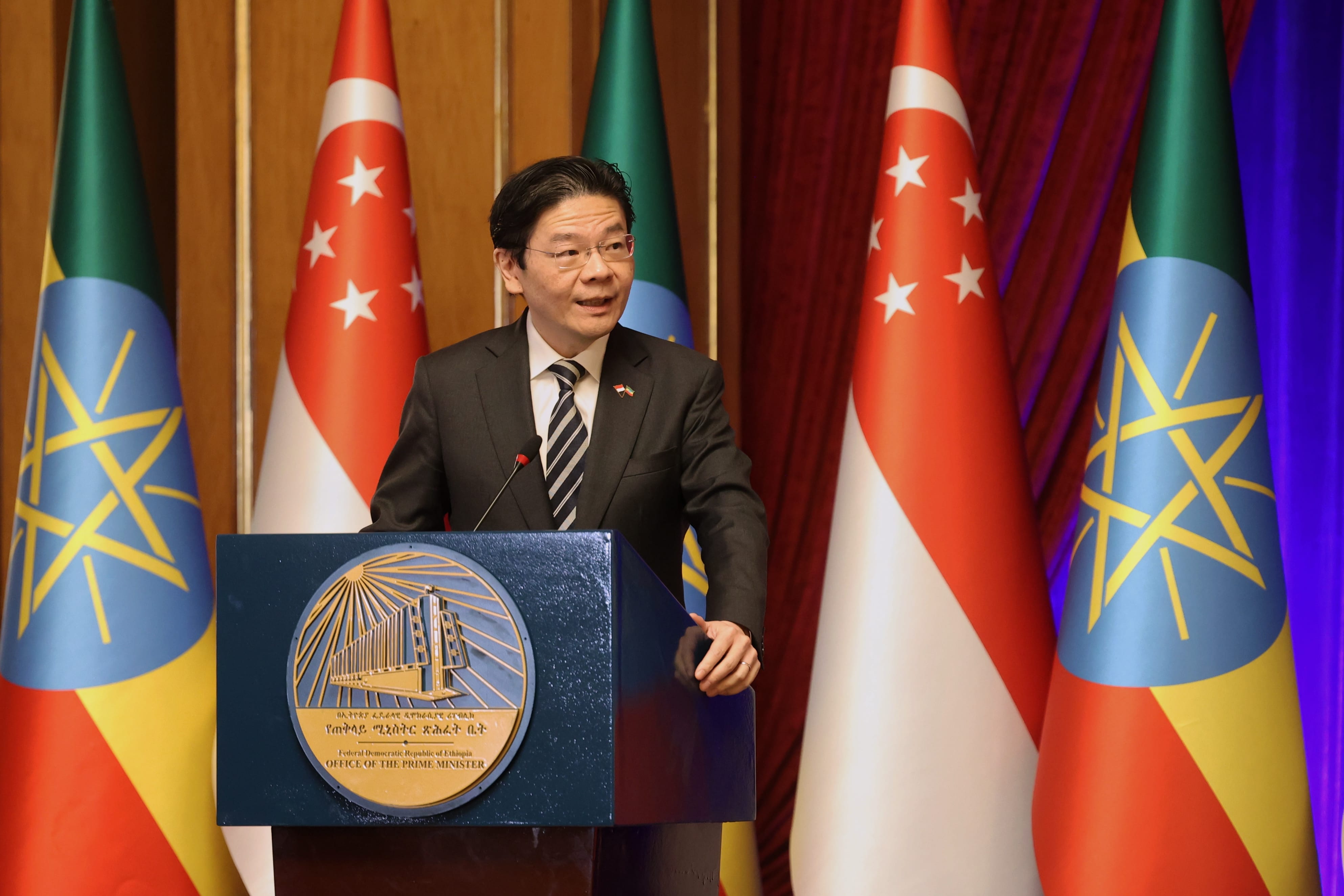 PM Lawrence Wong at the Joint Press Conference with Ethiopia PM Abiy ...