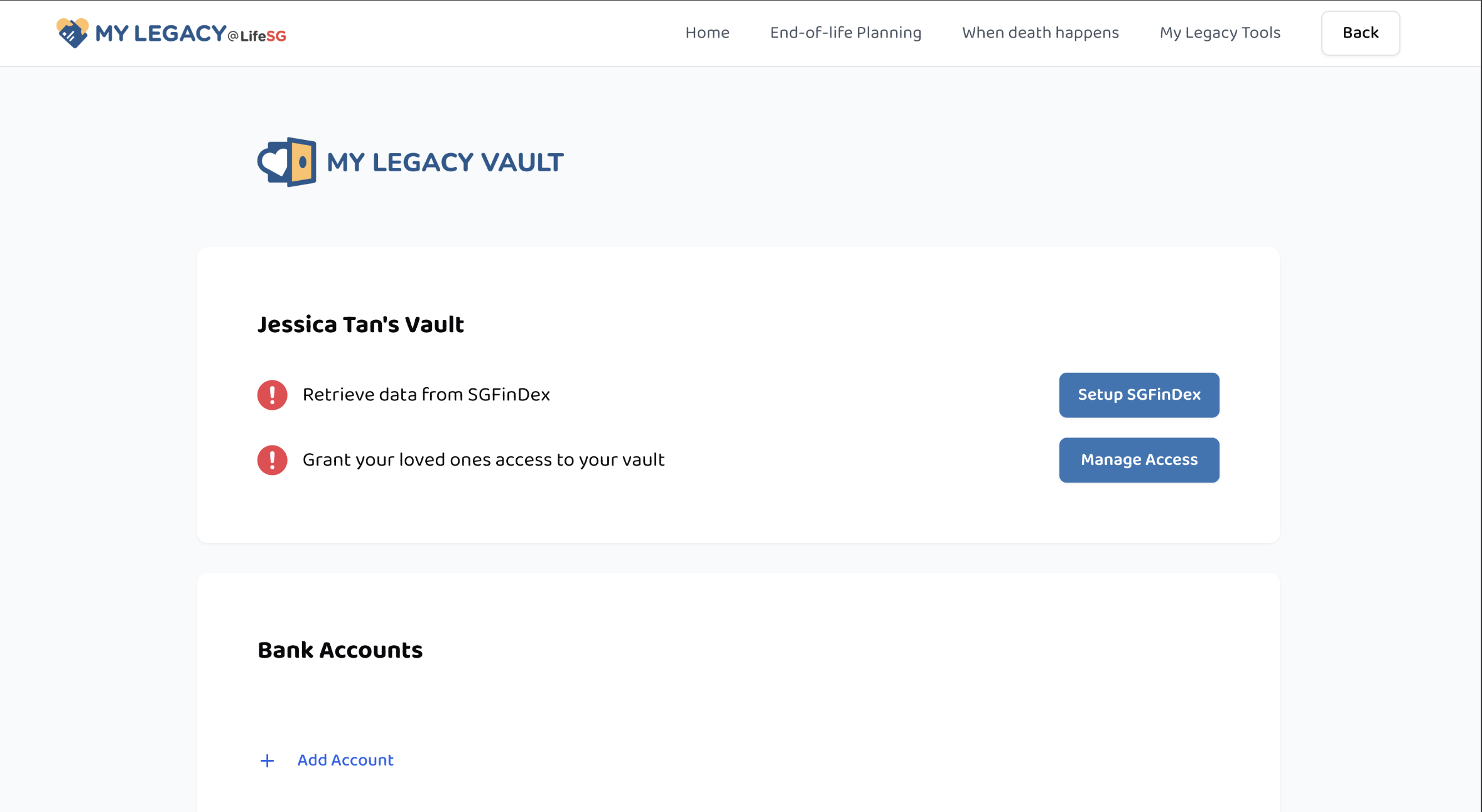My Legacy Link / My Legacy Vault 2.0 | Hack for Public Good