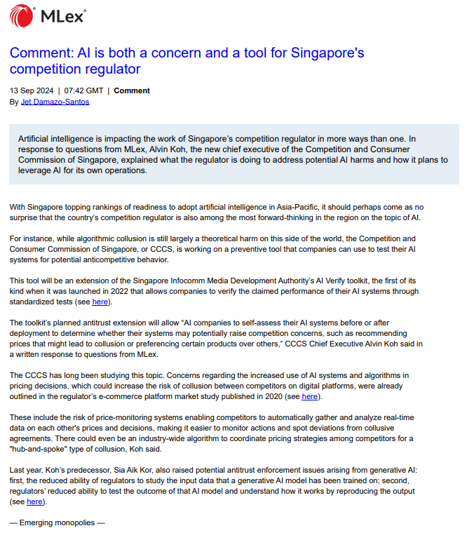 MLex | Competition and Consumer Commission of Singapore