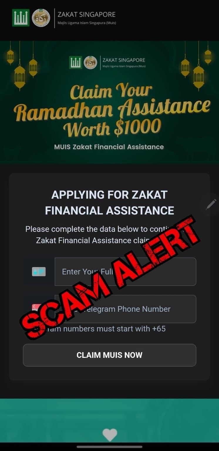 Clarification on fake MUIS Zakat Financial Assistance application ...